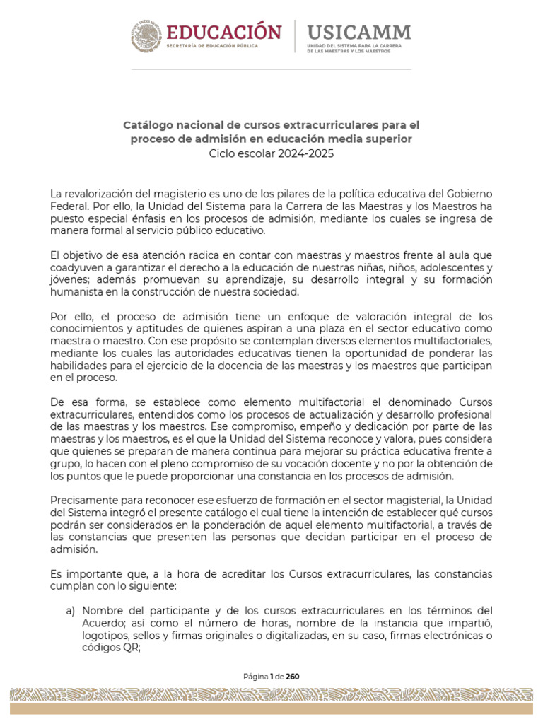 Cat Cursos Extracurriculares Admision Media | PDF | Universidad | México