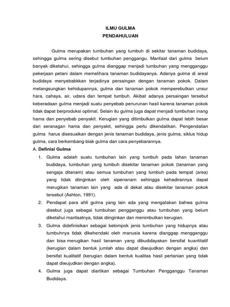 Definisi dan Klasifikasi Gulma | PDF