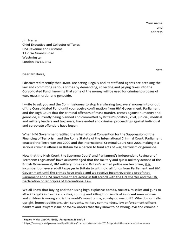 03b Model Tax Witholding Letter HMRC 5 | PDF | Trust Law ...