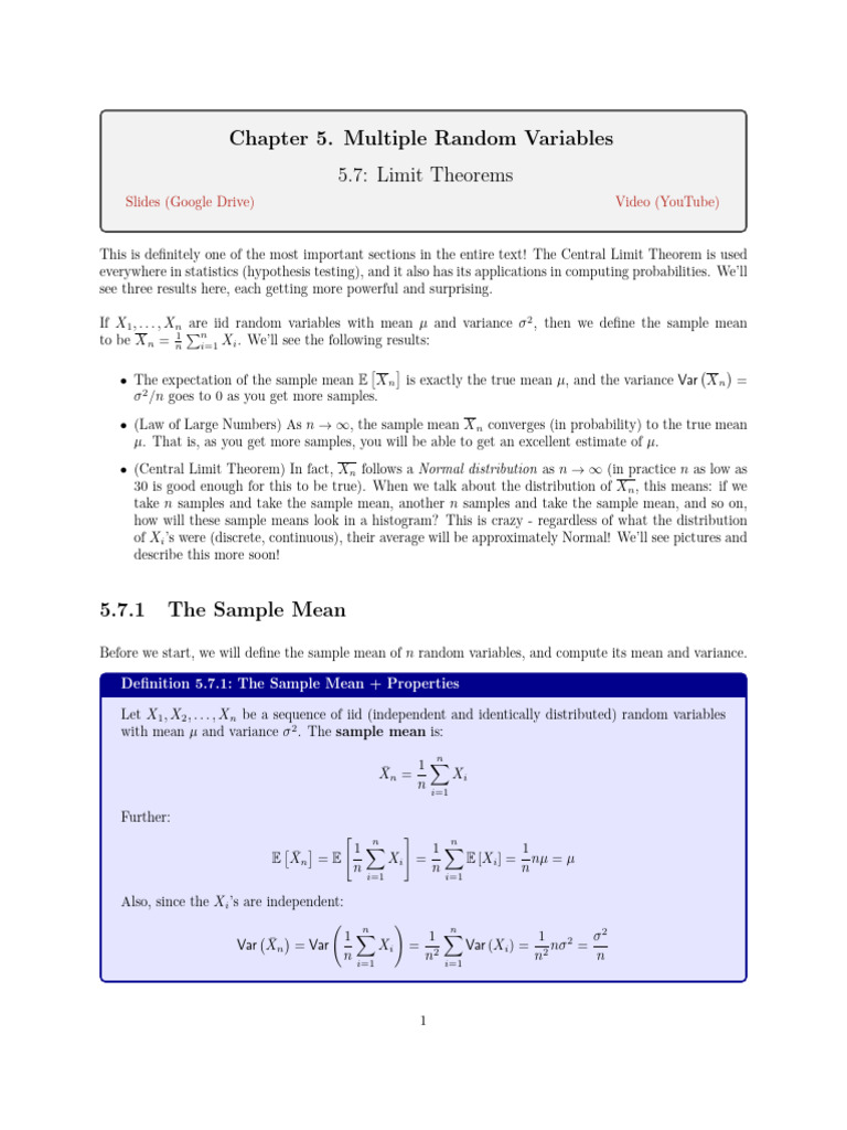 Random Variables | PDF | Variance | Probability Distribution