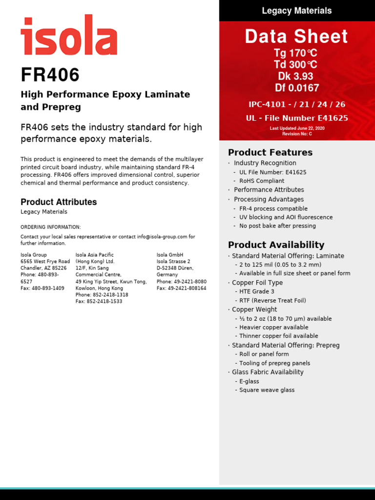 FR406 Datasheet | PDF | Printed Circuit Board | Thermal Expansion