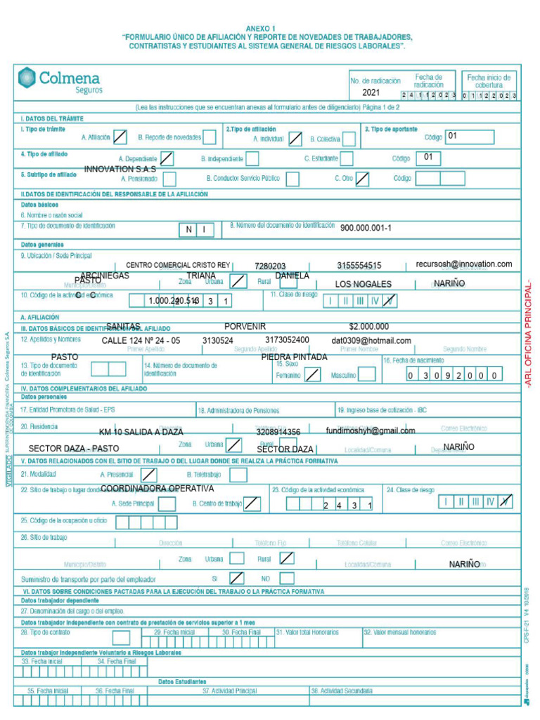 Formulario Colmena | PDF