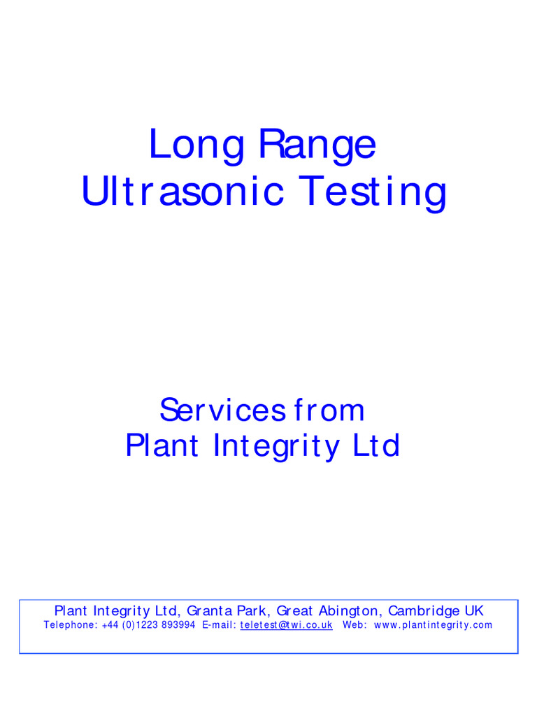 Plant Integrity Booklet Pdf Ultrasound Waves