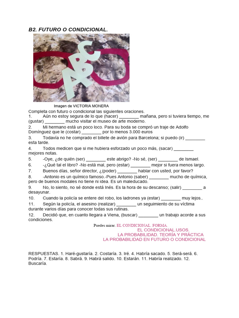 Ejercicios de Futuro y Condicional | PDF