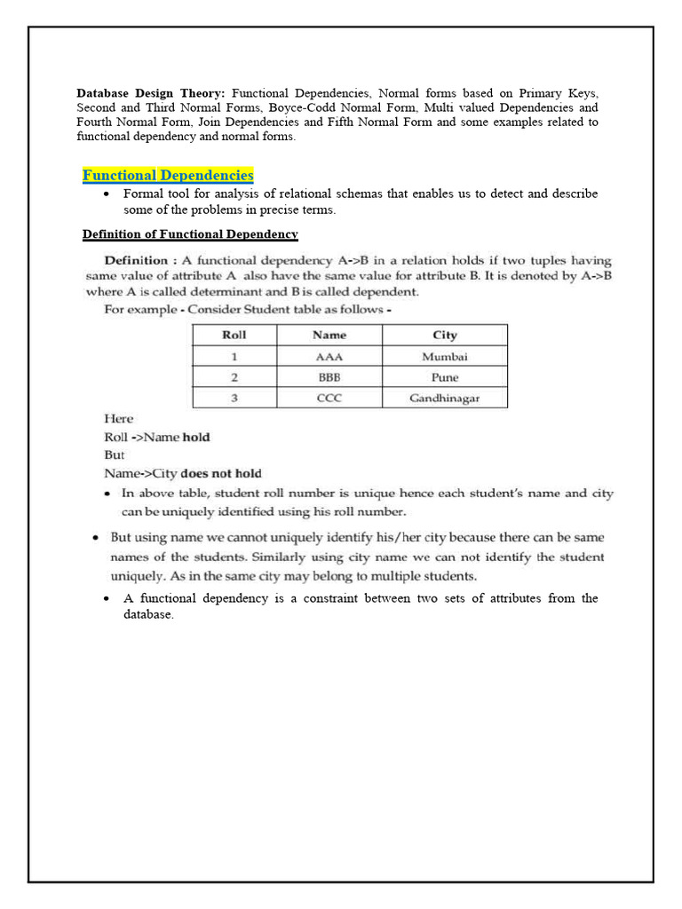 UNIT-3DBMS (Normalization and Functional Dependency) | PDF | Relational Model | Databases