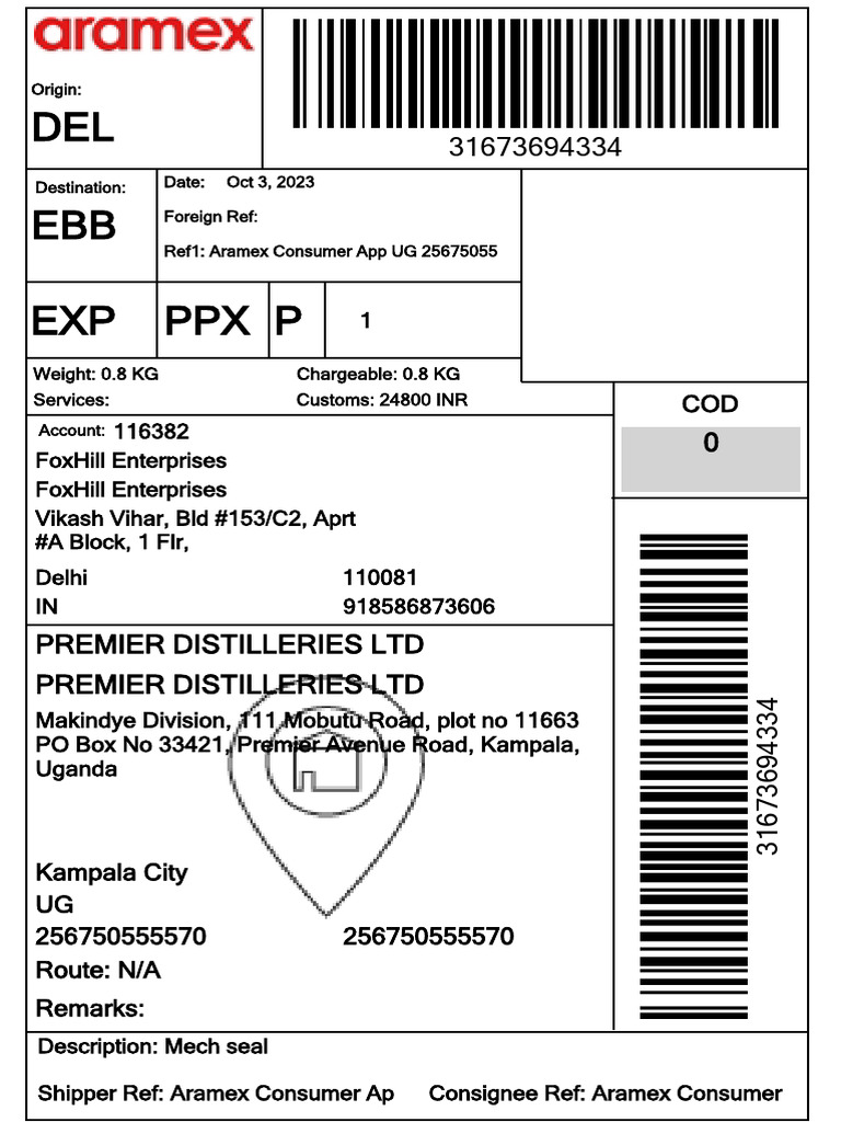 Aramex Shipping Label | PDF