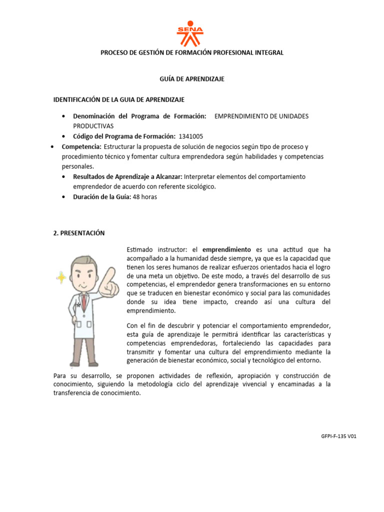 Guía de Aprendizaje Unidades Productivas | PDF | Iniciativa empresarial | Aprendizaje
