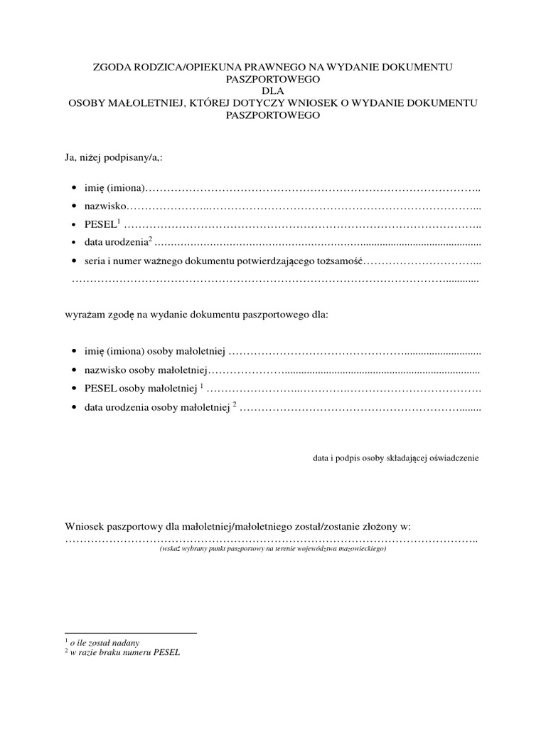 Wzór ZGODA RODZICA-OPIEKUNA | PDF