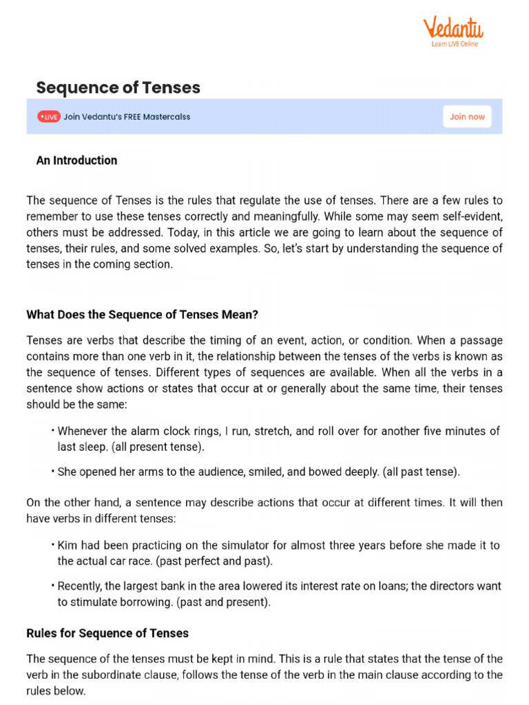 Sequence of Tenses | PDF