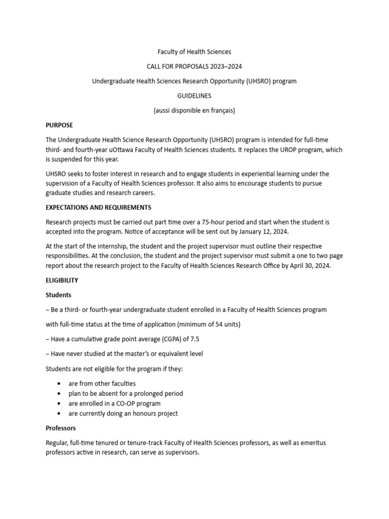 Uhsro Call For Proposals 2023 2024 | PDF | Learning | Cognition