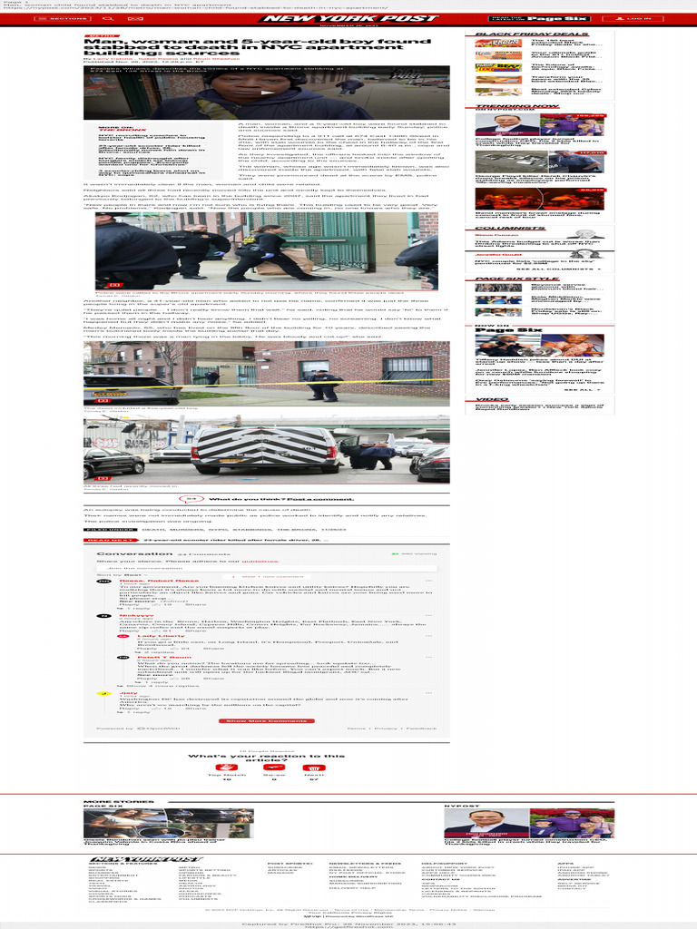 Man, Woman Child Found Stabbed To Death in NYC Apartment | PDF | Black Friday (Shopping)