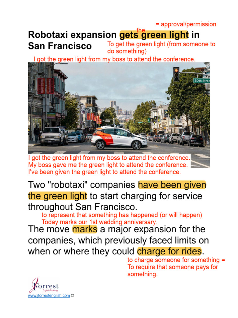 Robotaxi Expansion in San Francisco Article Review by JForrest English ...