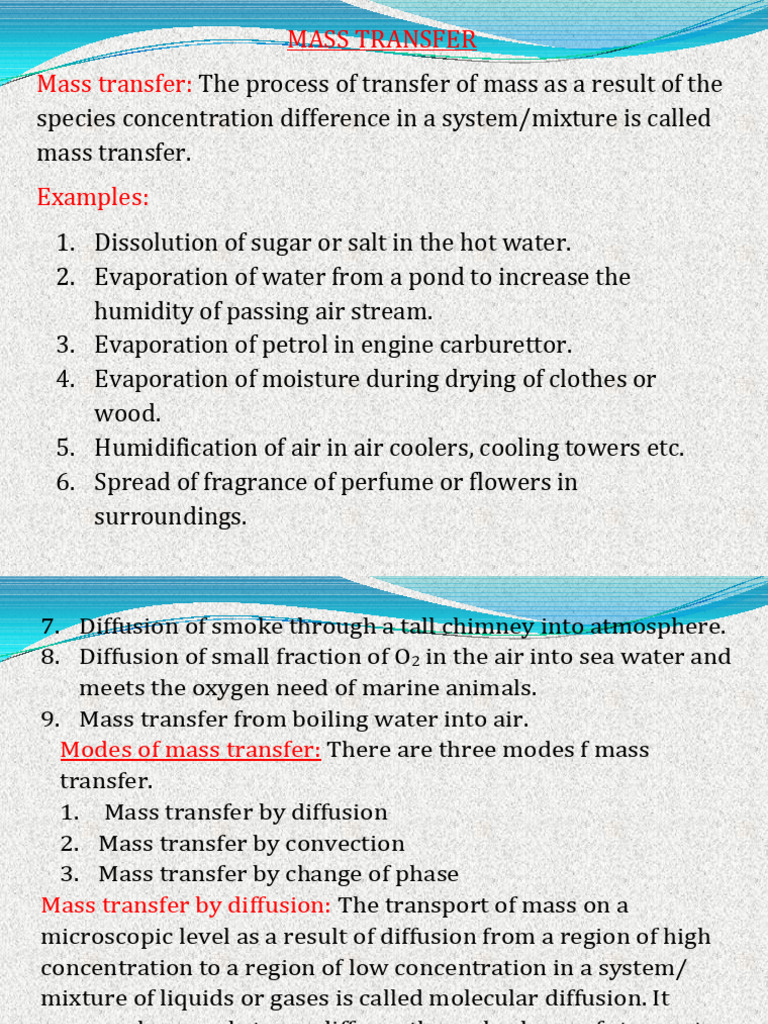 Mass Transfer Mass Transfer | PDF | Transport Phenomena | Diffusion