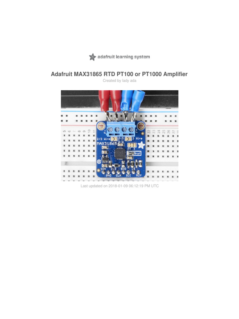 Adafruit Max31865 RTD pt100 Amplifier | PDF | Electrical Resistance And ...