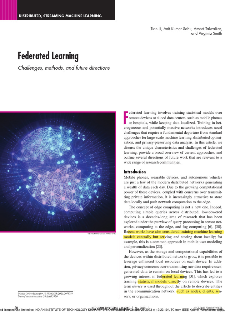 Federated Learning Challenges Methods And Future Directions Pdf