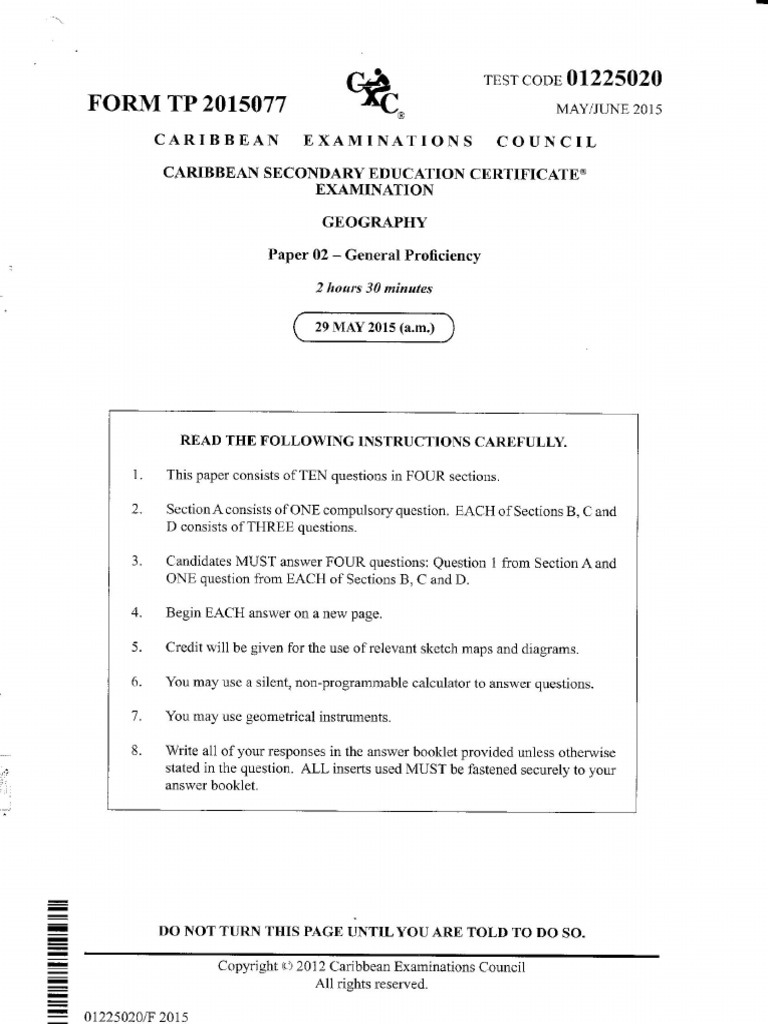 CSEC Geography June 2015 P2 | PDF