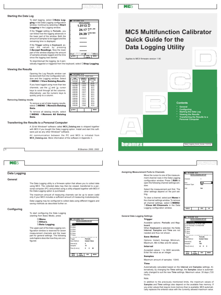Beamex MC5 Data Logging Option Manual ENG | PDF | Personal Computers | Office Equipment