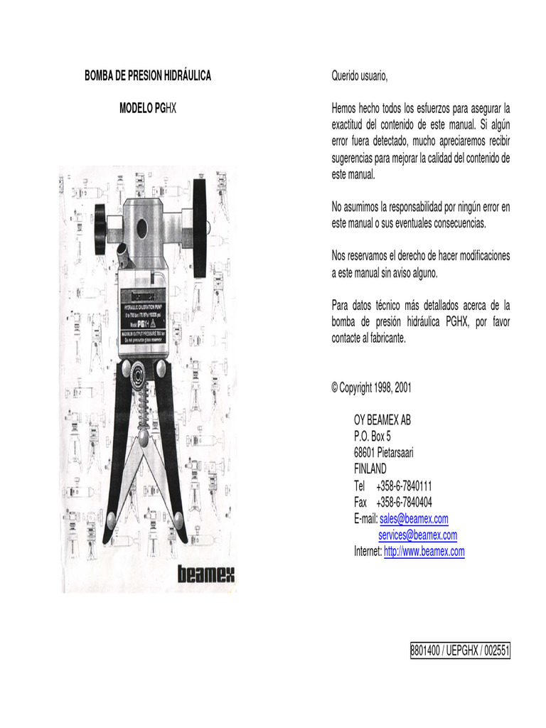 Beamex PGXH Manual ESP | PDF | Bomba | Presión
