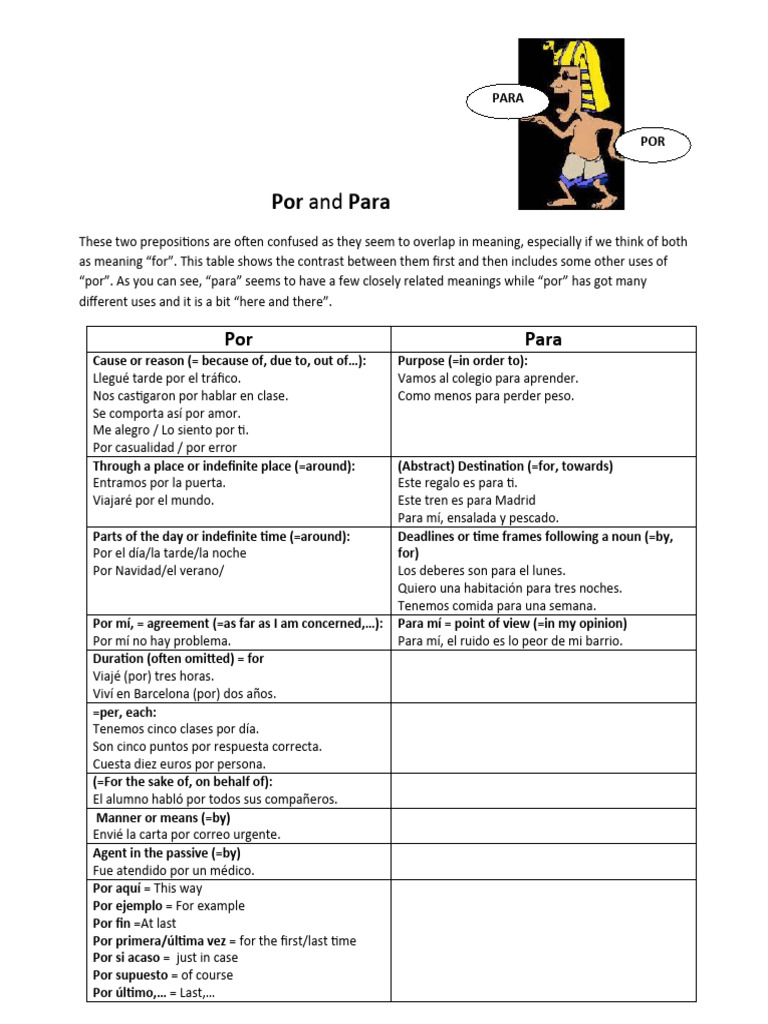 Por and para Theory and Practice | PDF