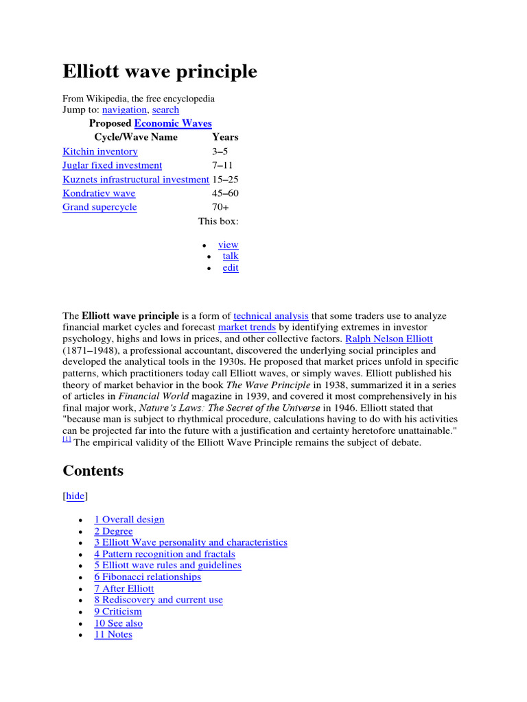 Elliott Wave Principle | PDF | Market (Economics) | Technical Analysis