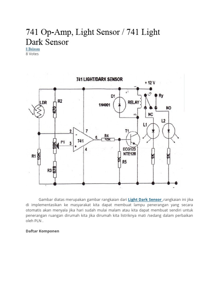 Light Dark Sensor LM 741 | PDF