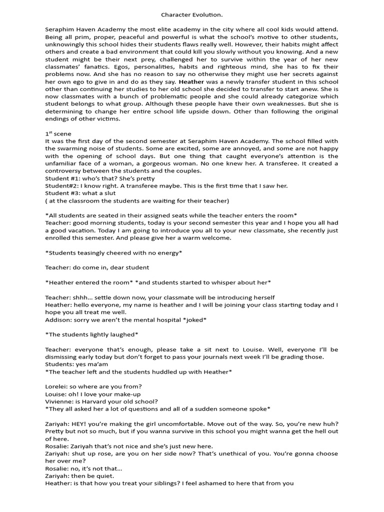 Character Evolution Script | PDF