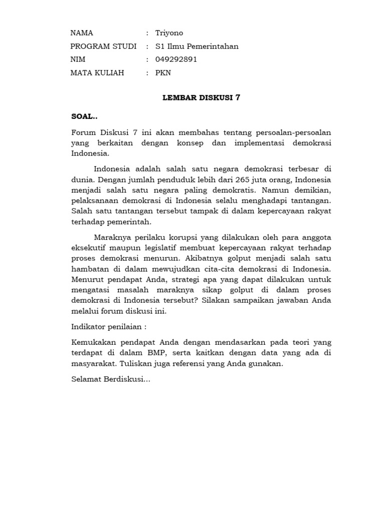 Lembar Diskusi 7 - PKN | PDF