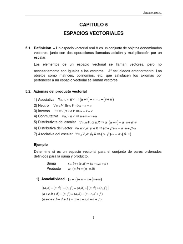 Espacios Vectoriales | PDF | Espacio vectorial | Base (álgebra lineal)