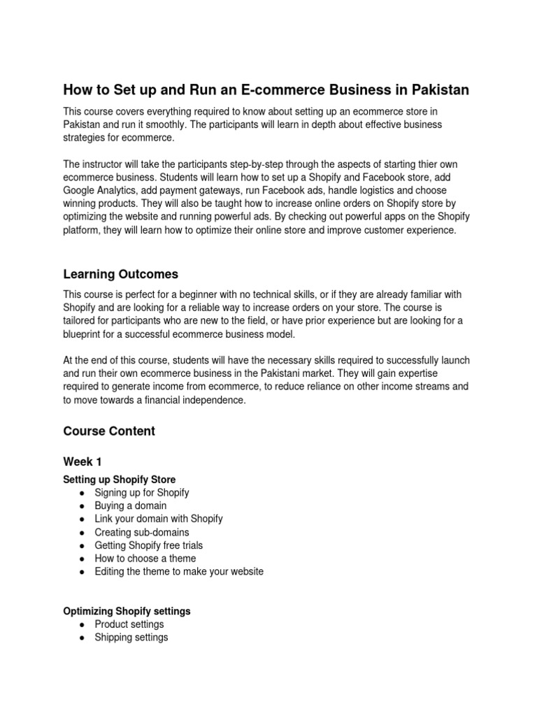 Course Outline! | PDF | E Commerce | Facebook