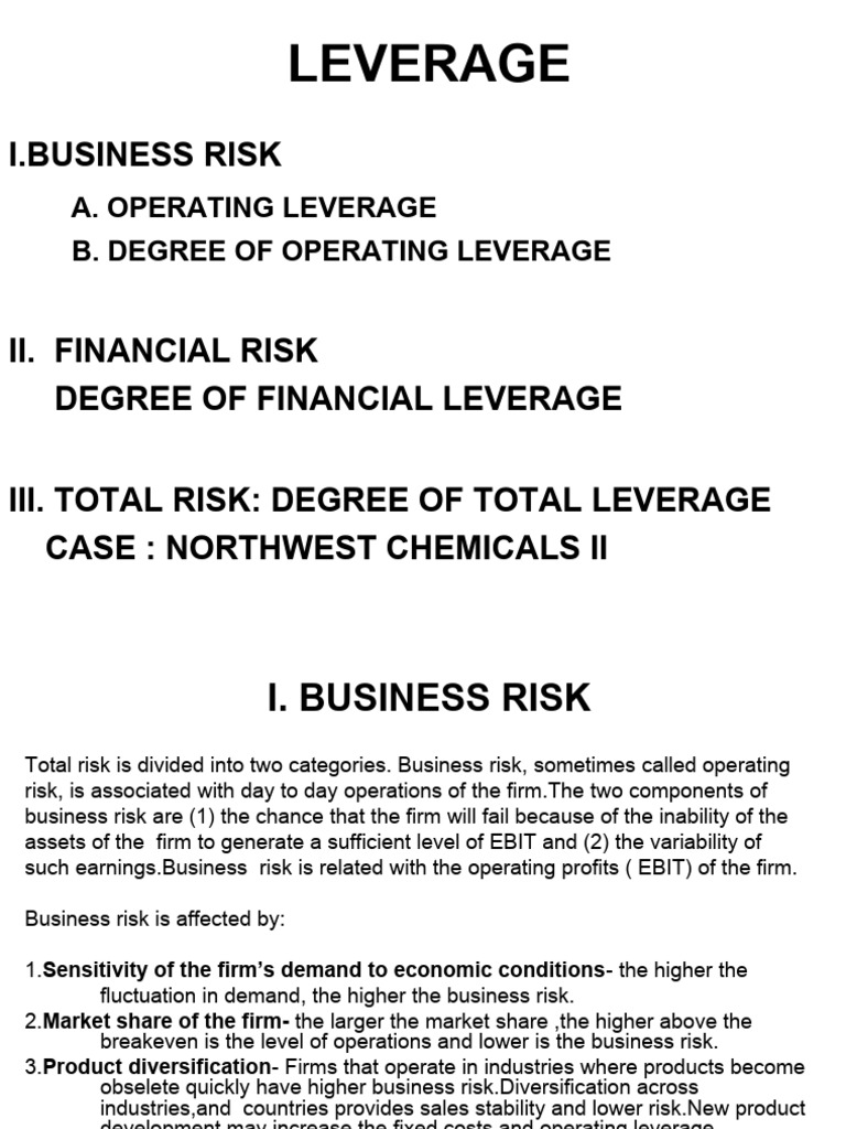 Week 5 - Risk Analysis and Leverage | PDF | Leverage (Finance) | Risk
