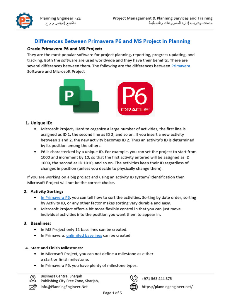 Primavera P6 vs MS Project Comparison | PDF | Project Management | Software
