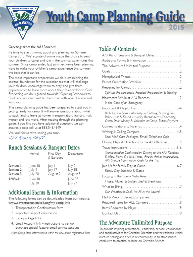 Youth Camp Planning Guide 2015 | PDF | Camping