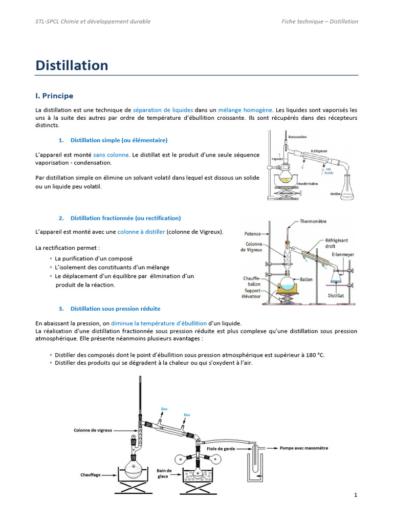 Techniques de Distillation en Chimie | PDF | Distillation | Matériaux