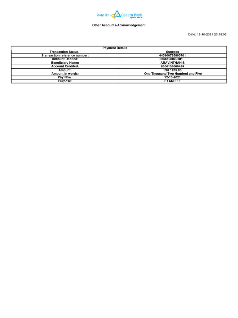 Exam Fee Receipt Sem5 | PDF