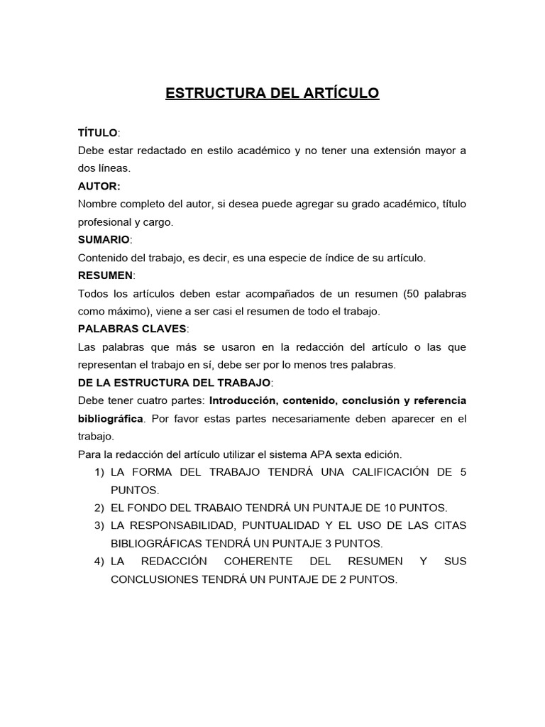 Estructura Del Artículo | PDF