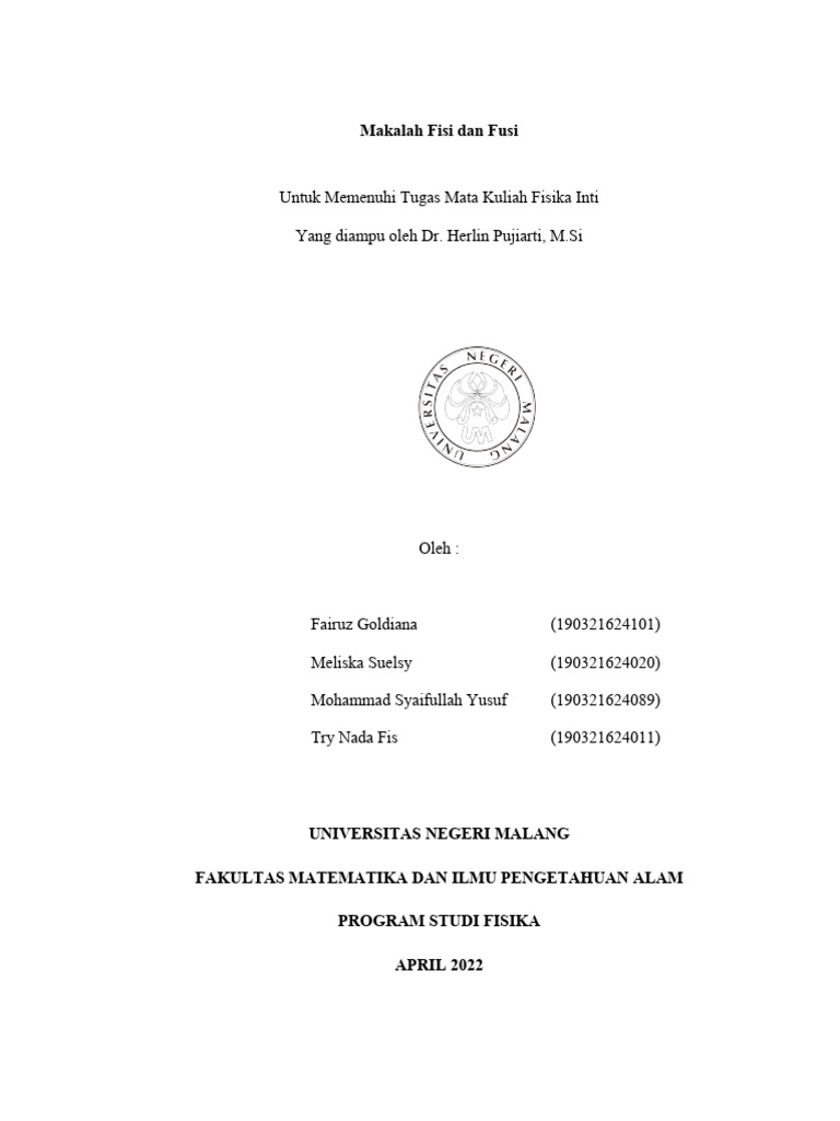 Kelompok 5 - OFF C - Makalah Fusi Dan Fisi | PDF