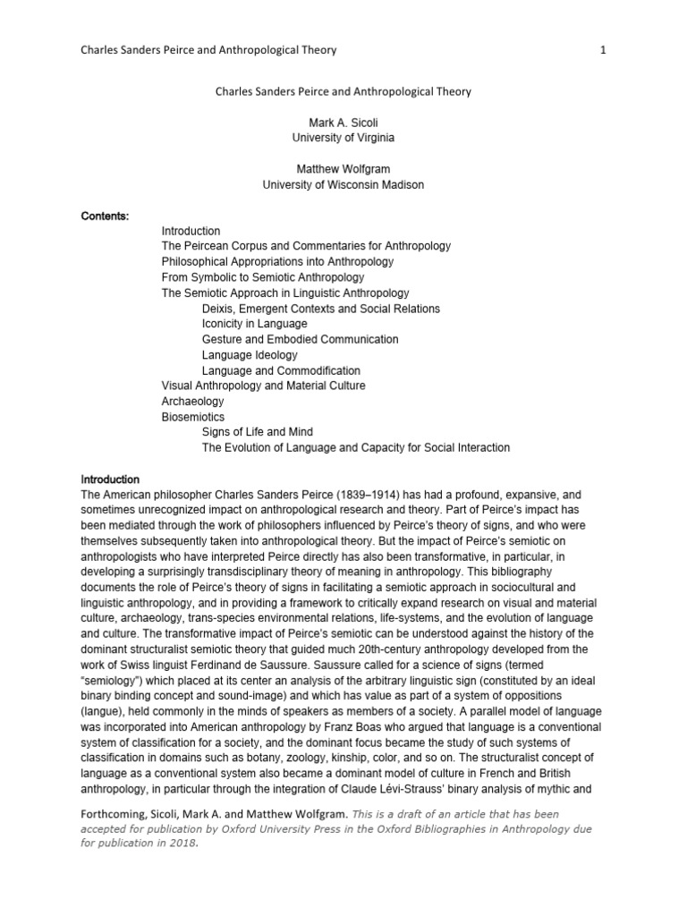 Charles Sanders Peirce and Anthropologic | PDF | Semiotics | Charles ...