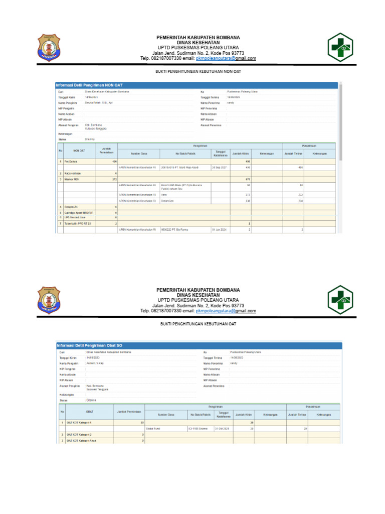 4.4.1.d. BUKTI PENGHITUNGAN KEBUTUHAN NON OAT | PDF