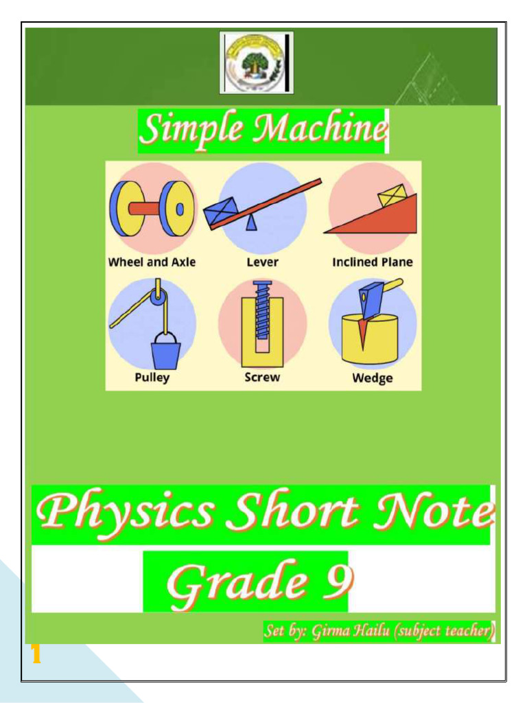 Grade 9 and 10 Physics Short Note in 2015 2023 | PDF | Machines ...