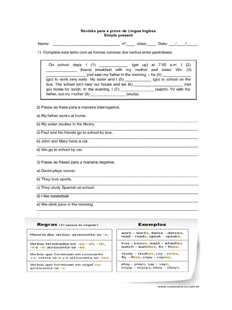 Atividade Simple Present | PDF