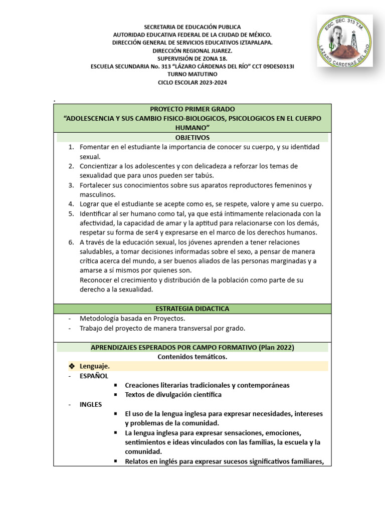 PROYECTO PRIMER GRADO Completo | PDF | Ciudad de México | México