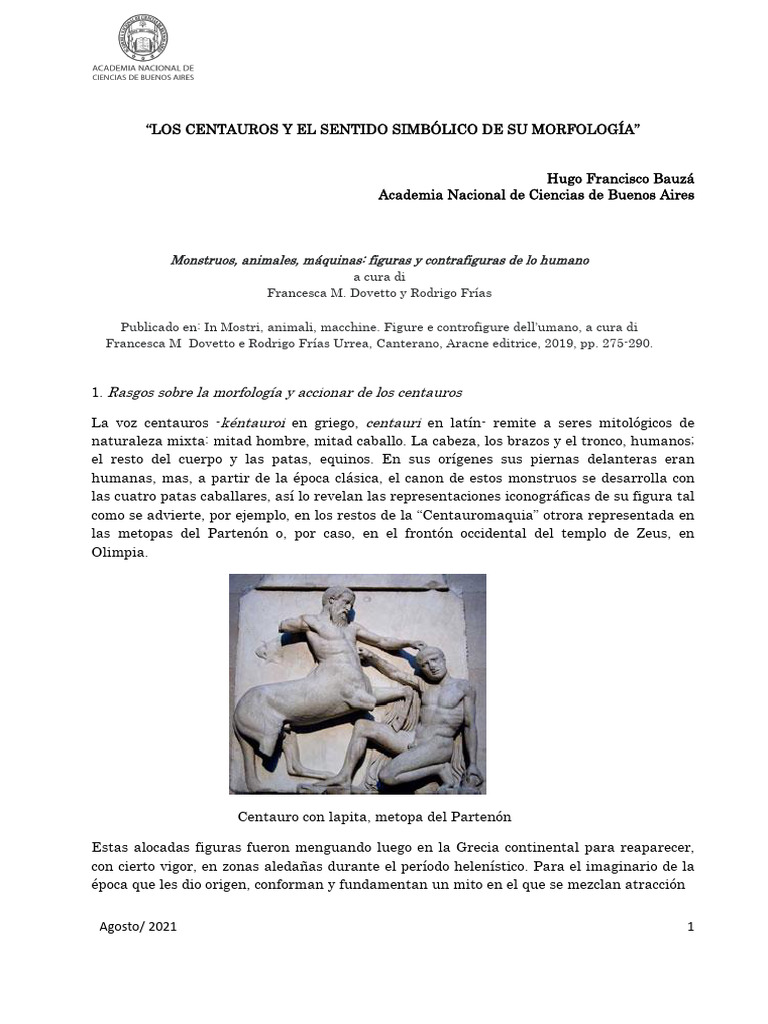 Centauros: Mito y Simbolismo Dual | PDF