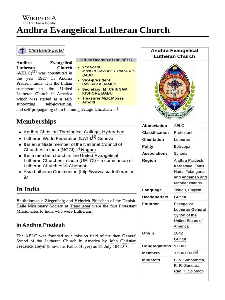 AELC Overview and Leadership Details | PDF | Protestantism | Lutheranism