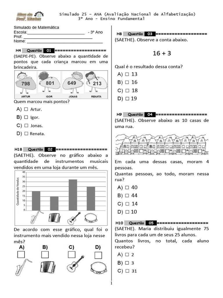 Simulado 25 (3º Ano - Mat - E.F) - (Blog Do Prof. Warles) | PDF