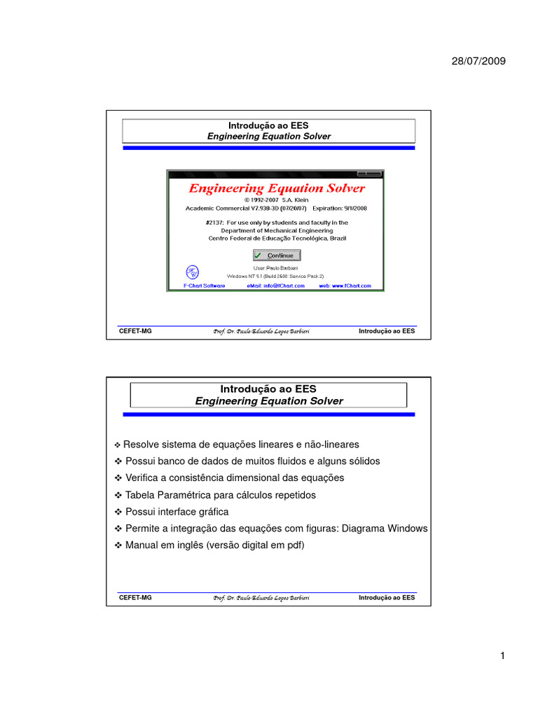 Introdução Ao EES Engineering Equation Solver | PDF | Janela ...