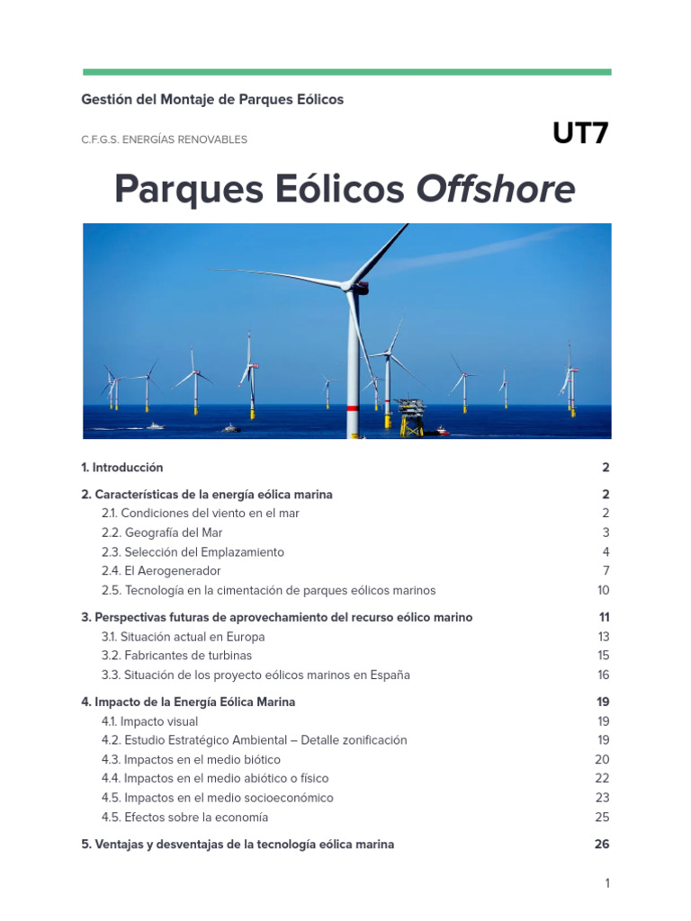 UT7 PE Offshore | PDF | Energía eólica | Energía eólica marina