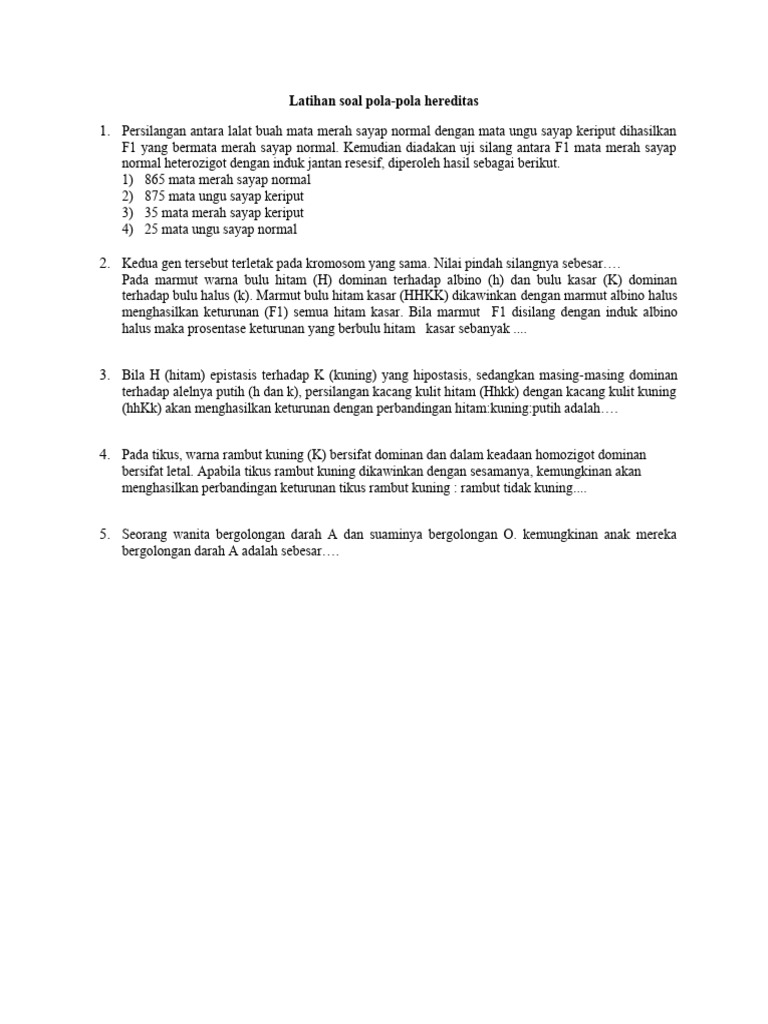 Latihan Soal Pola-Pola Hereditas | PDF