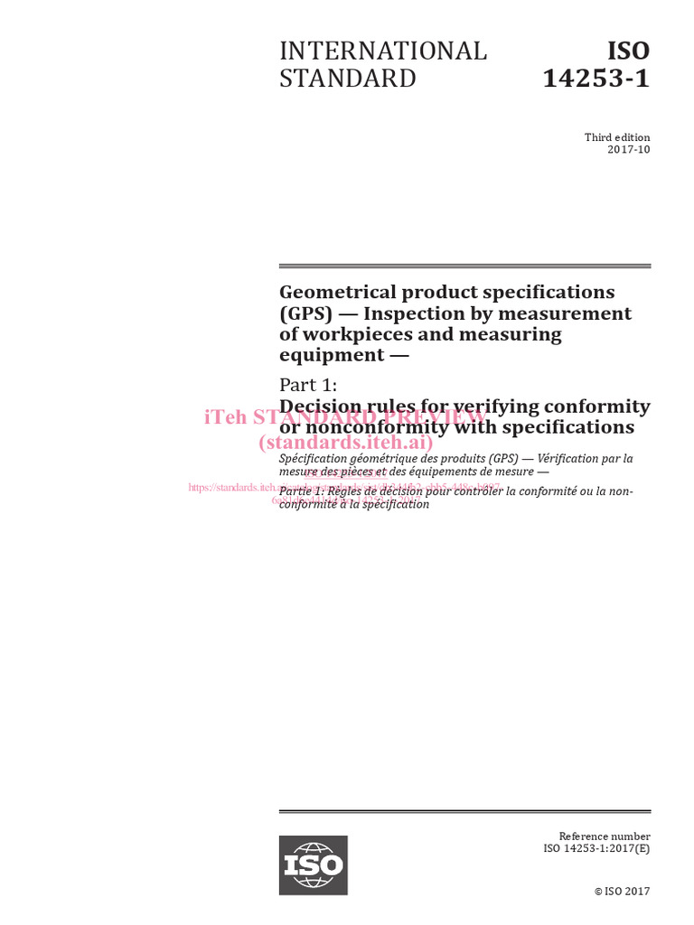 ISO 14253-1 2017 - Normas de Decisión para Verificar La Conformidad o No Conformidad Con Las ...