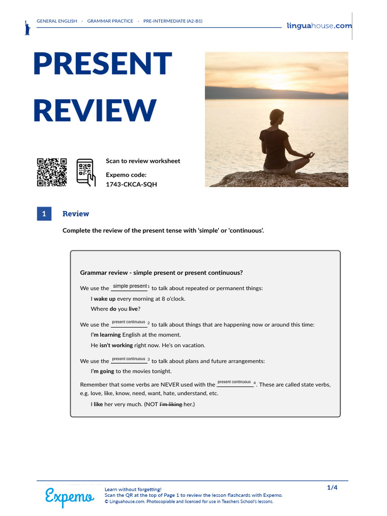 Present Review American English Student | PDF | English Language | Syntax