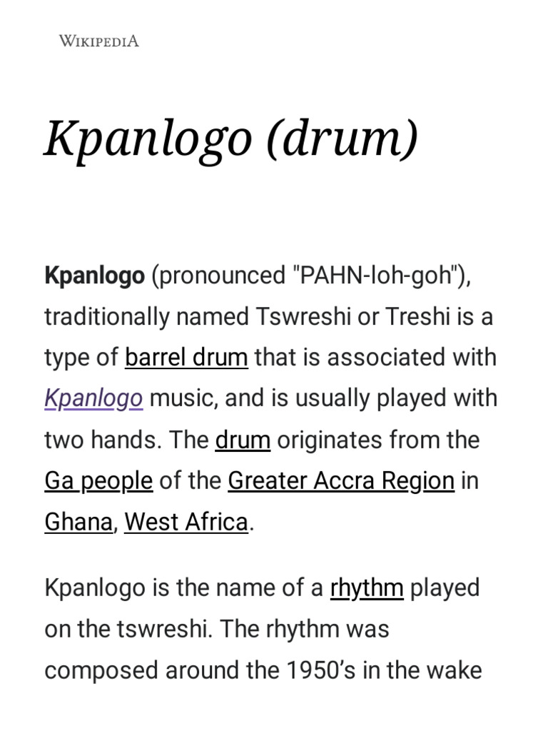 Kpanlogo (Drum) - Wikipedia | PDF